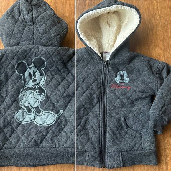 Disney | Jackets & Coats | Mickey Mouse Quilted Jacket Boys 4t Gray ...